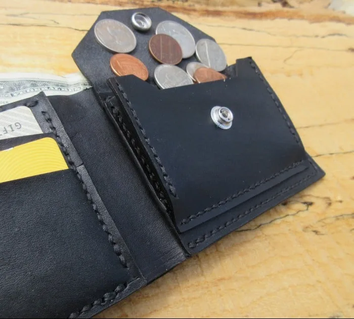 Leather Bifold Wallet With Coin Pouch Template - Maze Leather